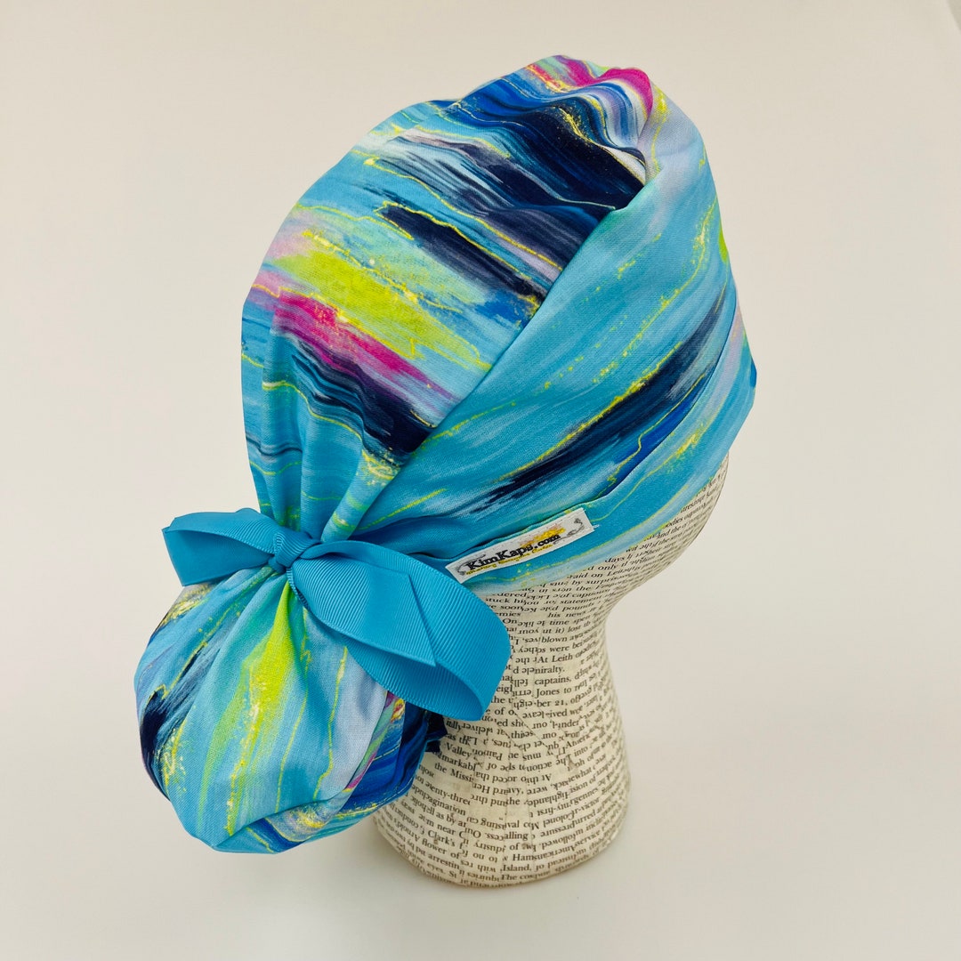 Scrub Hat by Kimkaps Surgical Hat Ponytail Scrub Cap Ribbon Scrub Hat Blue Green Teal Pink - Etsy