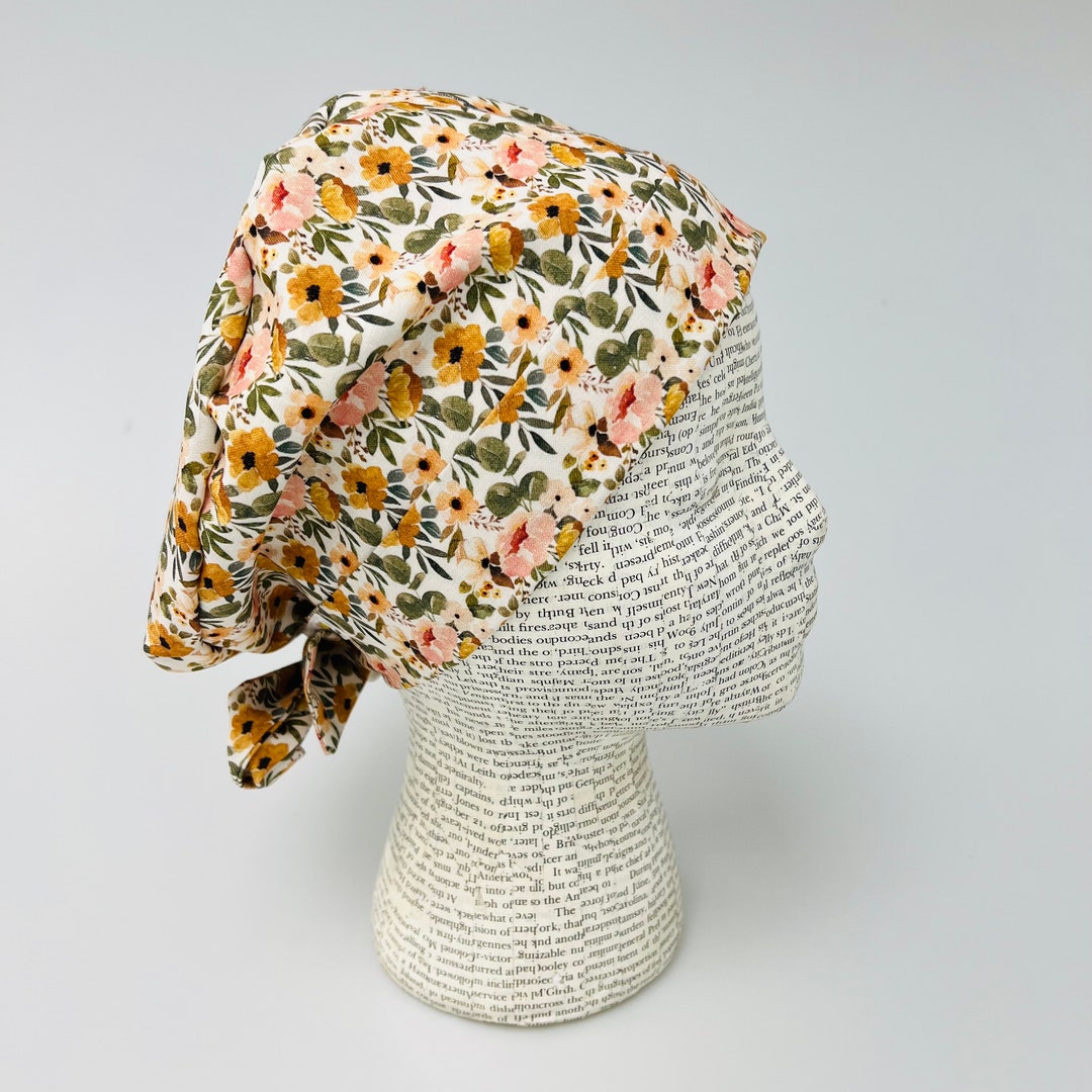 Scrub Hat by Kimkaps Surgical Hat Tie Back Scrub Cap White Pink Yellow ...