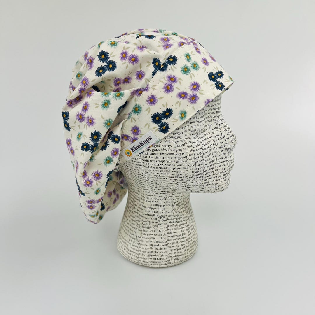 Scrub Hat by Kimkaps Surgical Hat Bouffant Scrub Cap Traditional Bouffant White Purple Teal Blue ...