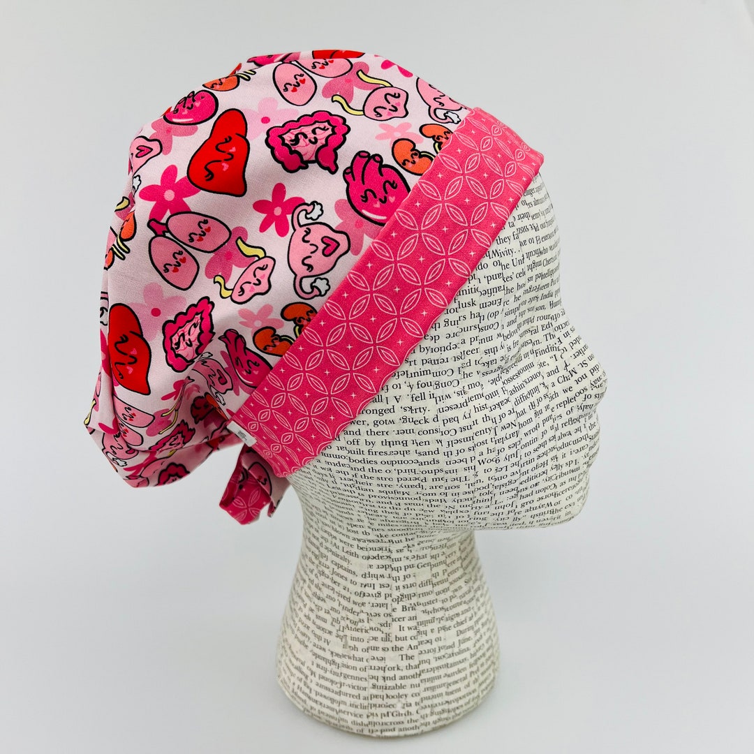 Scrub Hat by Kimkaps Surgical Hat Tie Back Scrub Cap Pink Red - Etsy