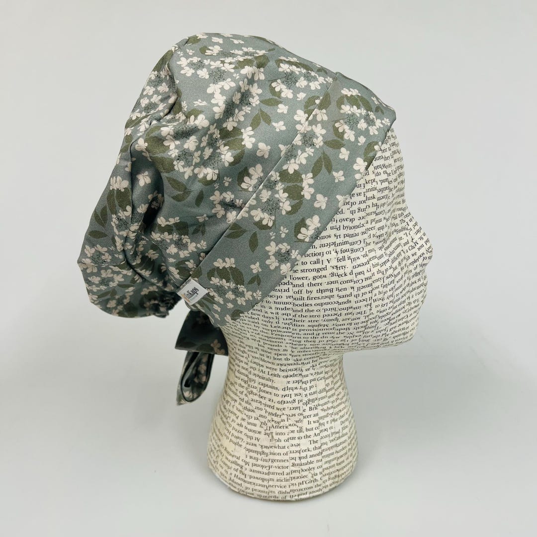 Scrub Hat by Kimkaps Surgical Hat Tie Back Scrub Cap Sage Green Beige ...