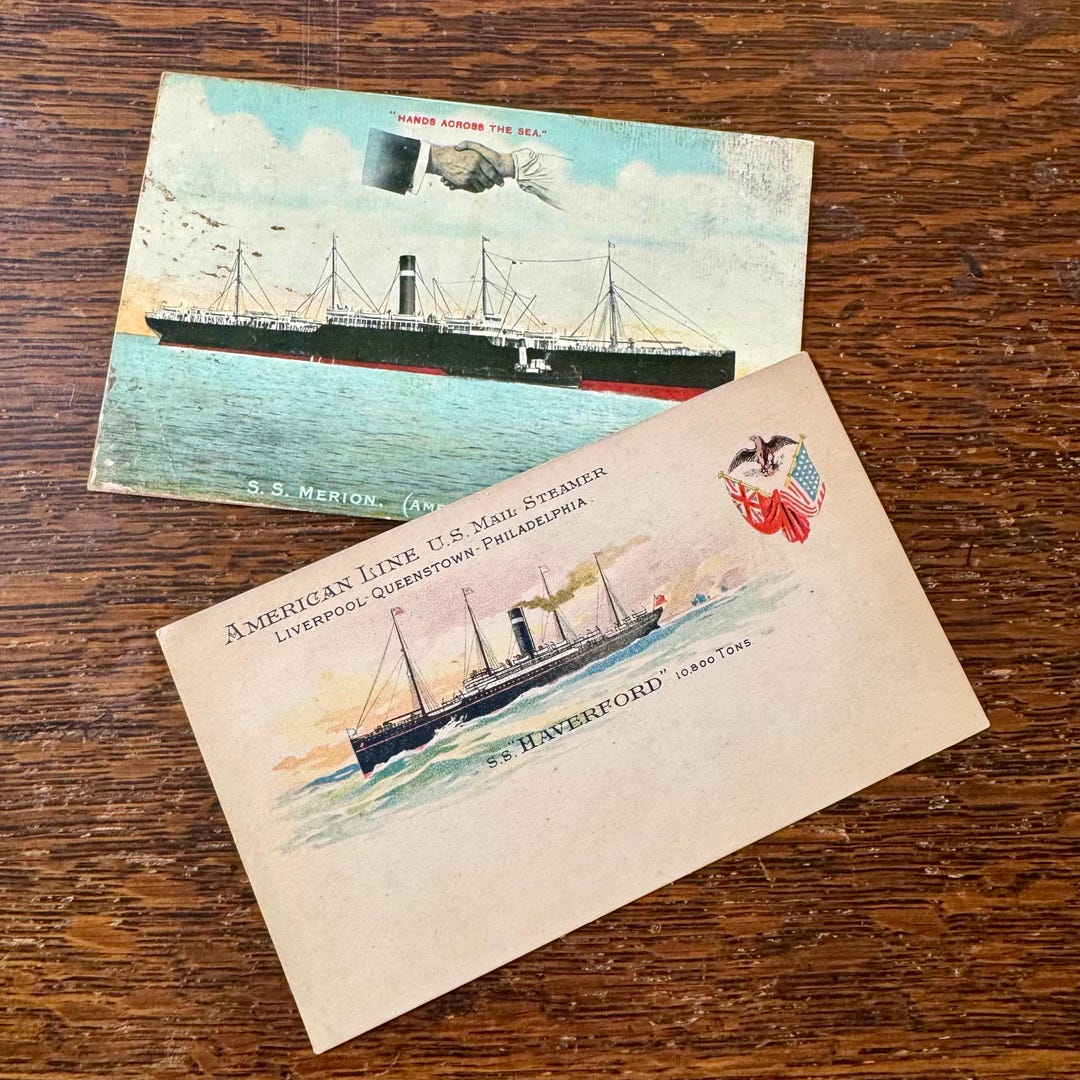 2 Antique Postcards Sister Ships, SS Haverford, SS Merion, With 1908 ...