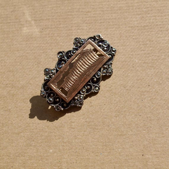 Vintage Greek Parthenon Silver Pin with Marcasite, Go… - Gem