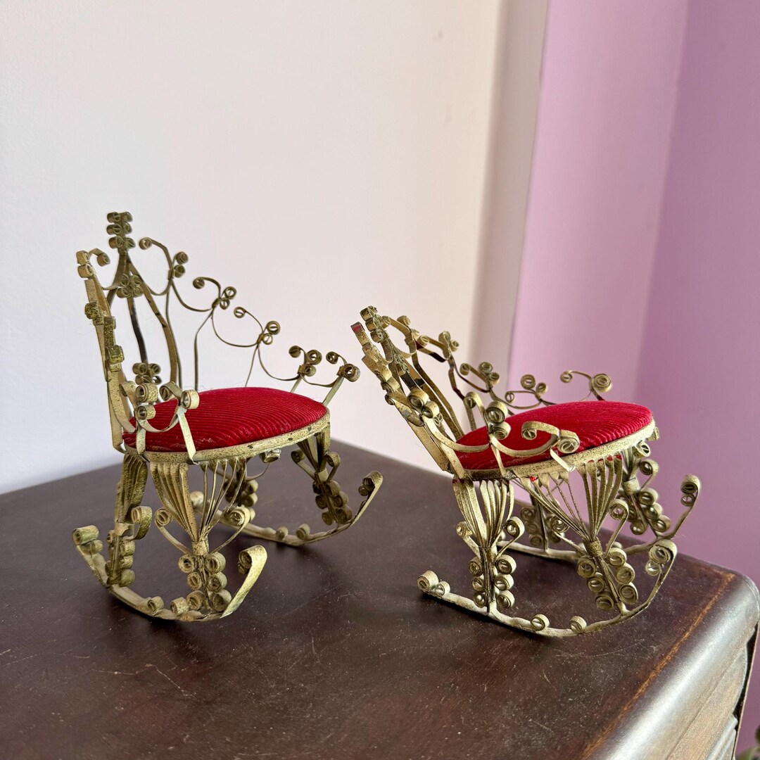 Tramp Art Miniature Rocking Chairs: Vintage Tin Can Dollhouse Pair - Etsy
