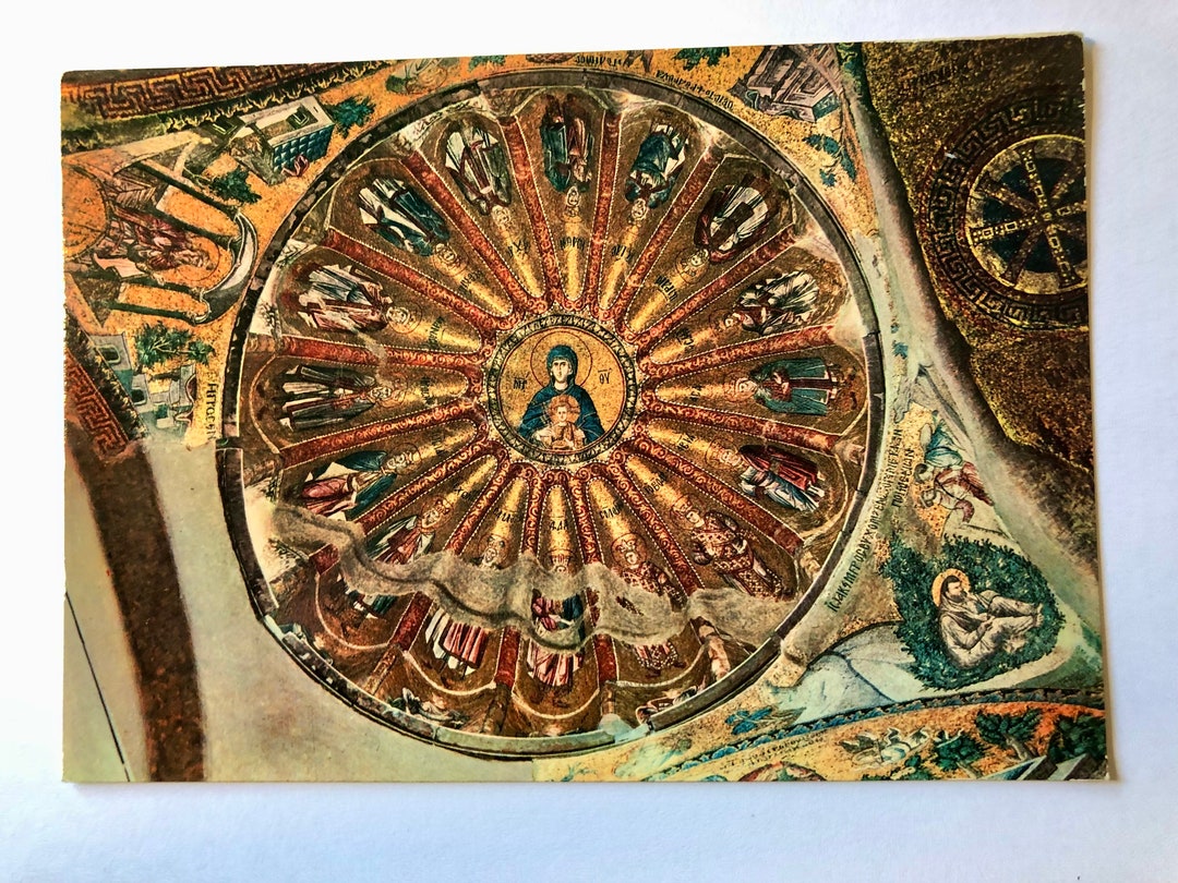 Vintage Turkish Postcard of Byzantine Mosaic of Mary and Infant Jesus ...
