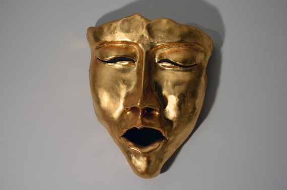 23kt Gold Leafed Ceramic Wall Mask | Etsy