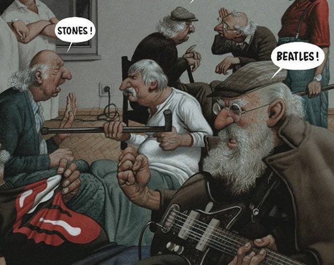 Stones Beatles Postcard Artist Art Gerhard Haderer Illustration Surreal ...