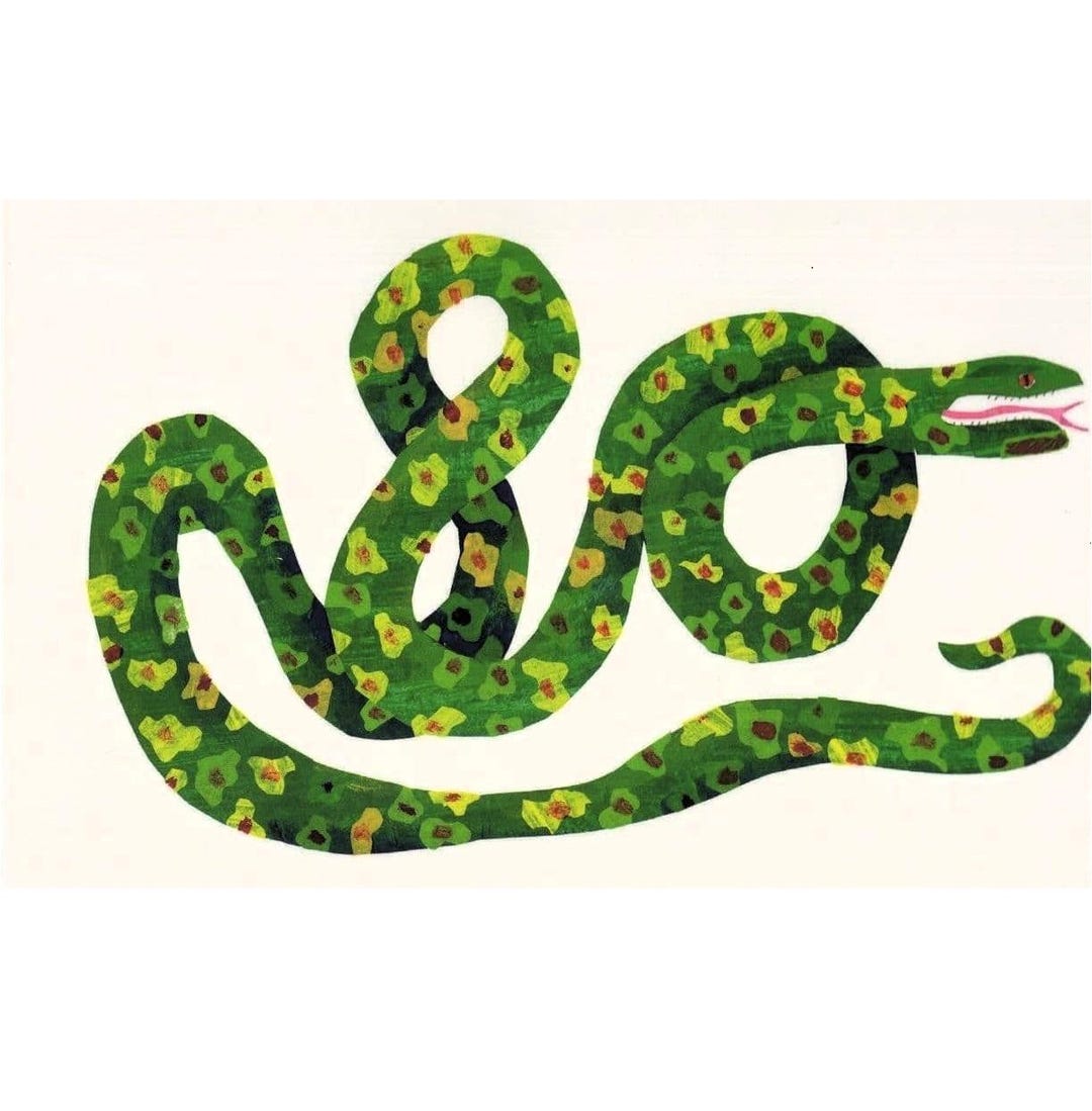 Snake Postcard Artist Eric Carle Happy Delightful Artwork Illustration ...