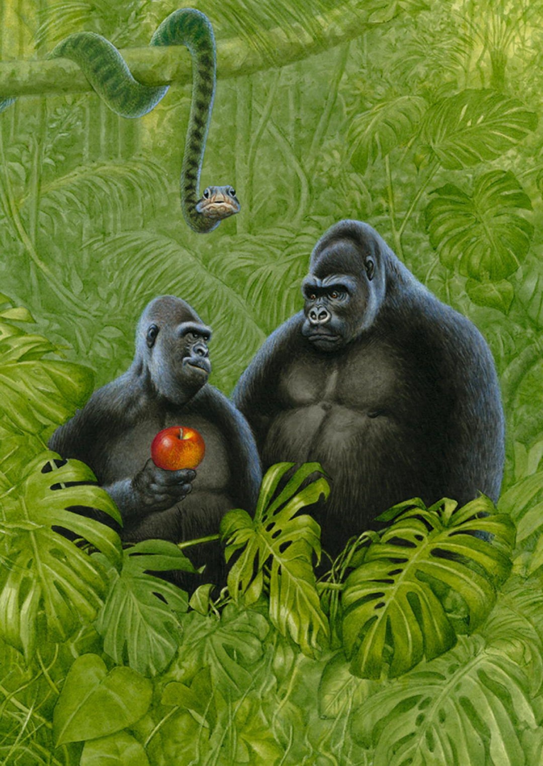 Adam and Eve Artist Postcard Gerhard Haderer Surreal Garden of Eden ...