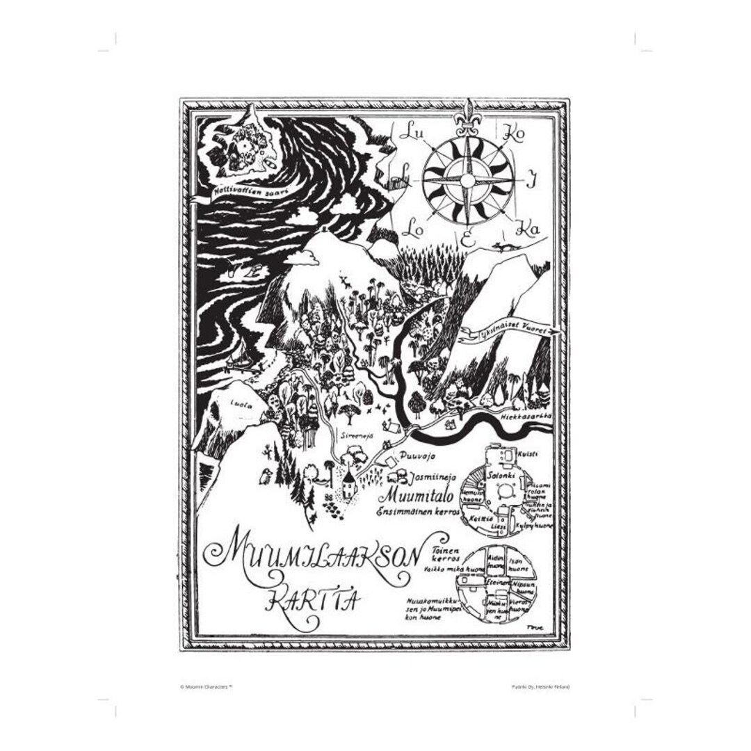 Moomin - Moomin Valley Map - Finnish Map Muuminlaakson Kartta ...
