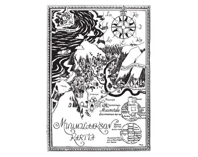 Moomin - Moomin Valley Map - Finnish Map Muuminlaakson Kartta ...