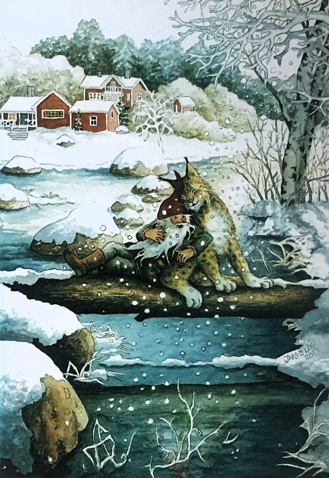 Santa Pixie and the Lynx Artist Inge Löök December Finland Sweden ...