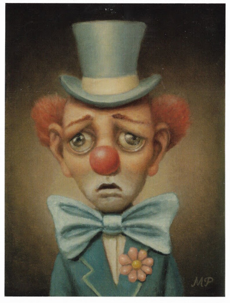 Blue Clown Marion Peck Postcard Museum Quality Extra Large | Etsy