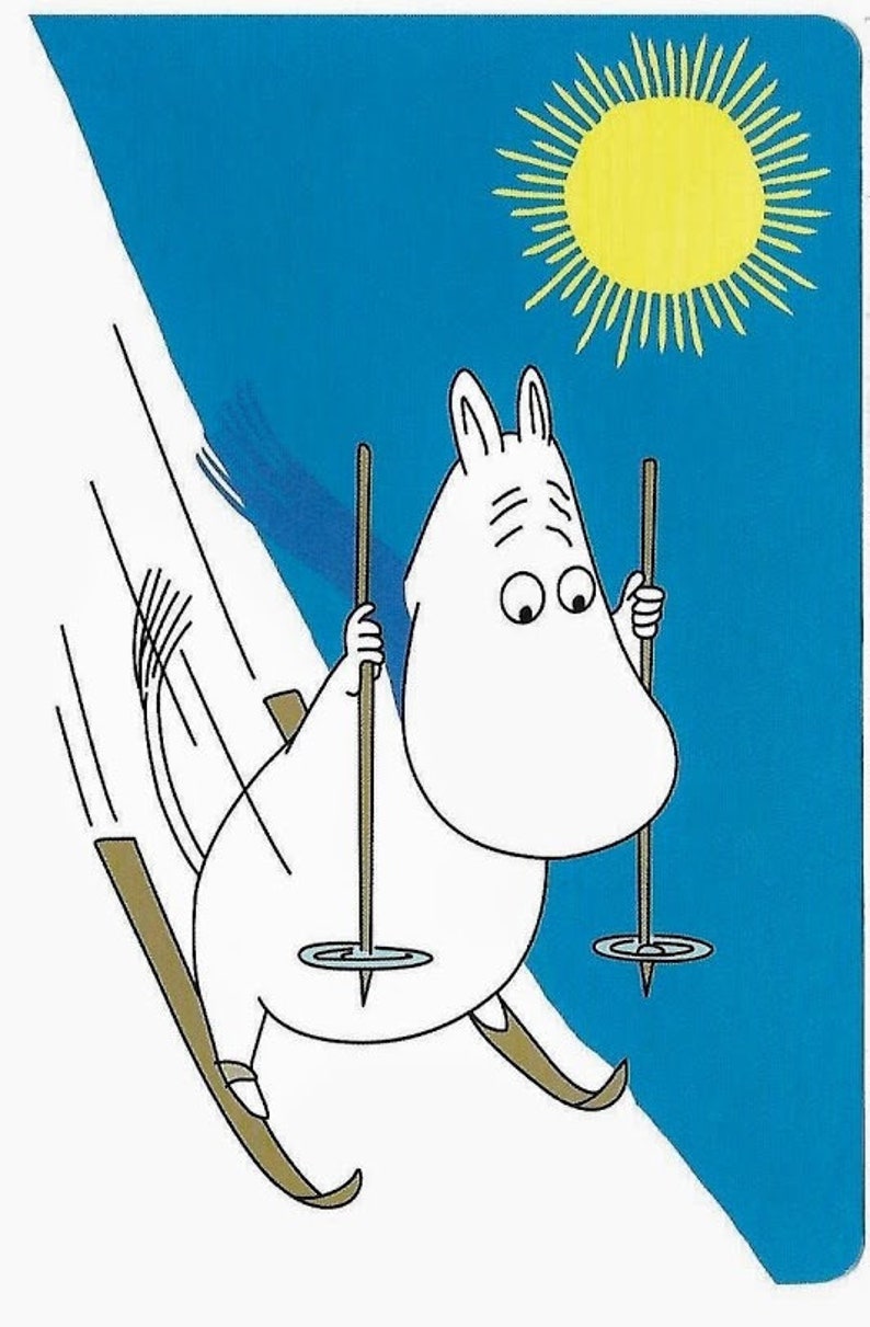 Moomin Skiing Postcard Tove Jansson Moomintroll Winter | Etsy