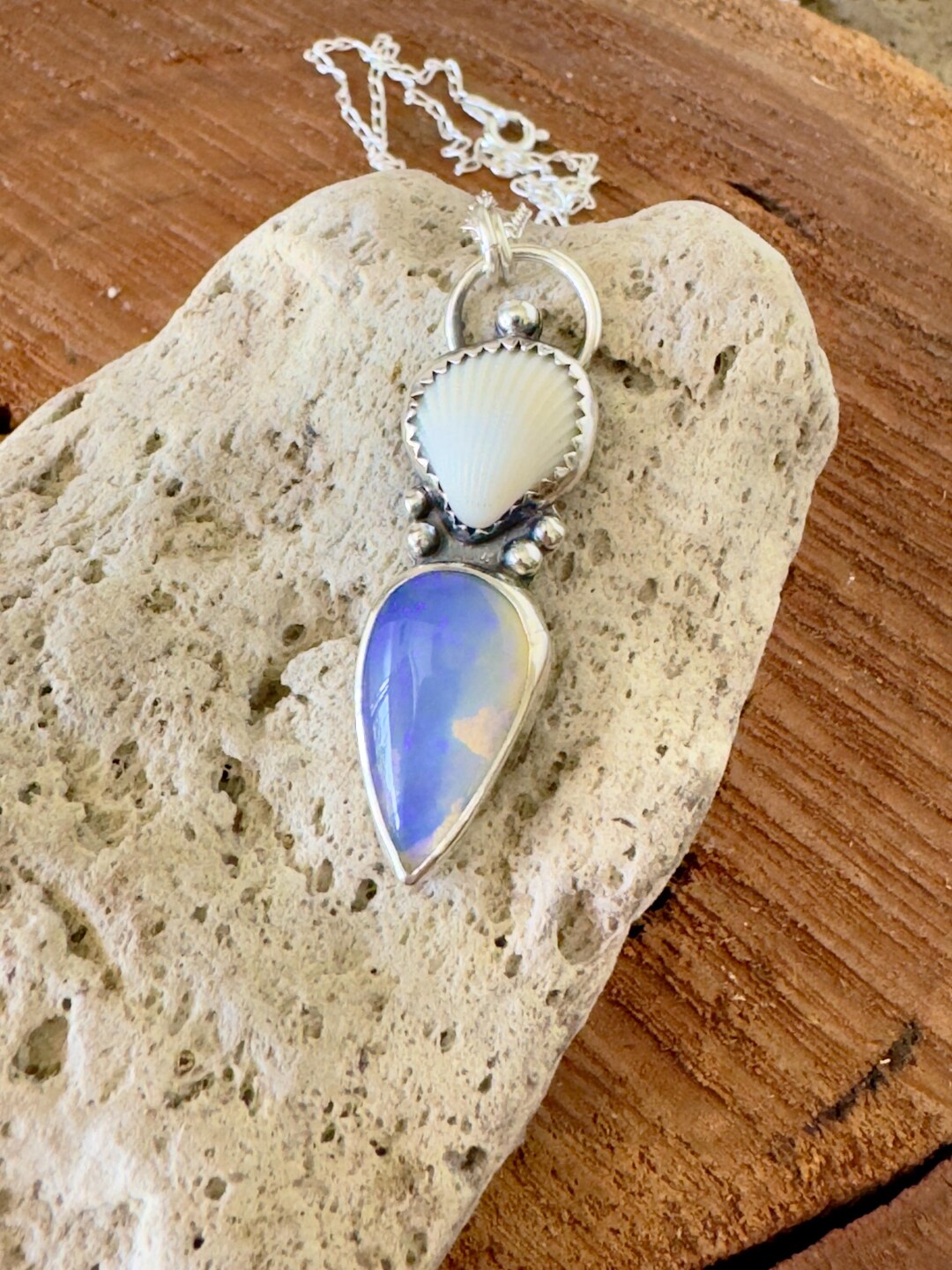 The Oceana Collection Opal and Seashell Necklace Shy Dragonfly Jewels ...