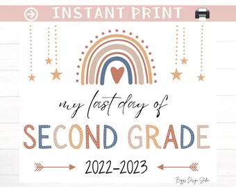 Boho Last Day of Preschool Sign, Boho Rainbow Preschool, Printable ...