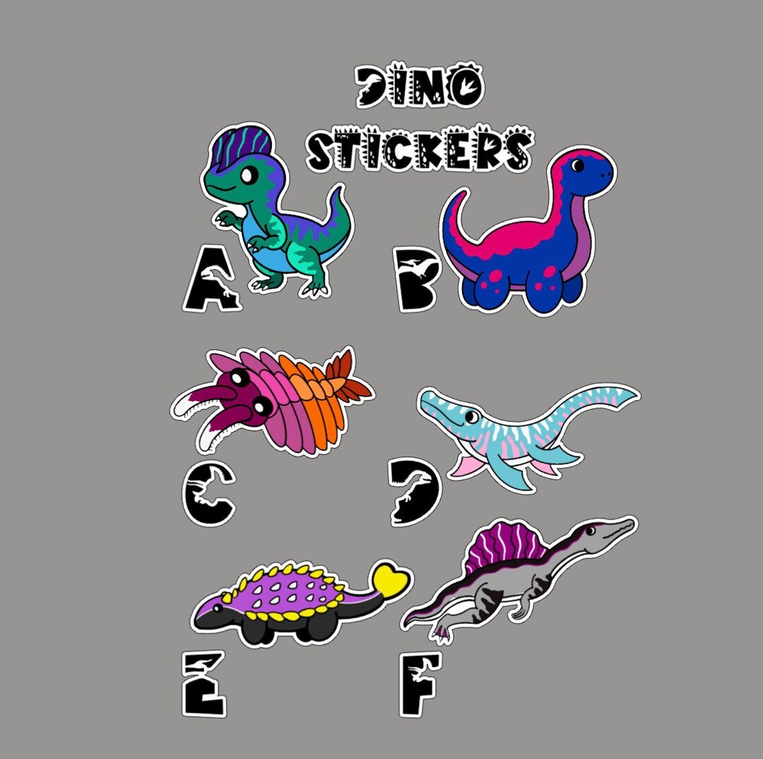 Dino Vinyl Glossy Pride Flag Colors Stickers, Paleontologist Sticker ...