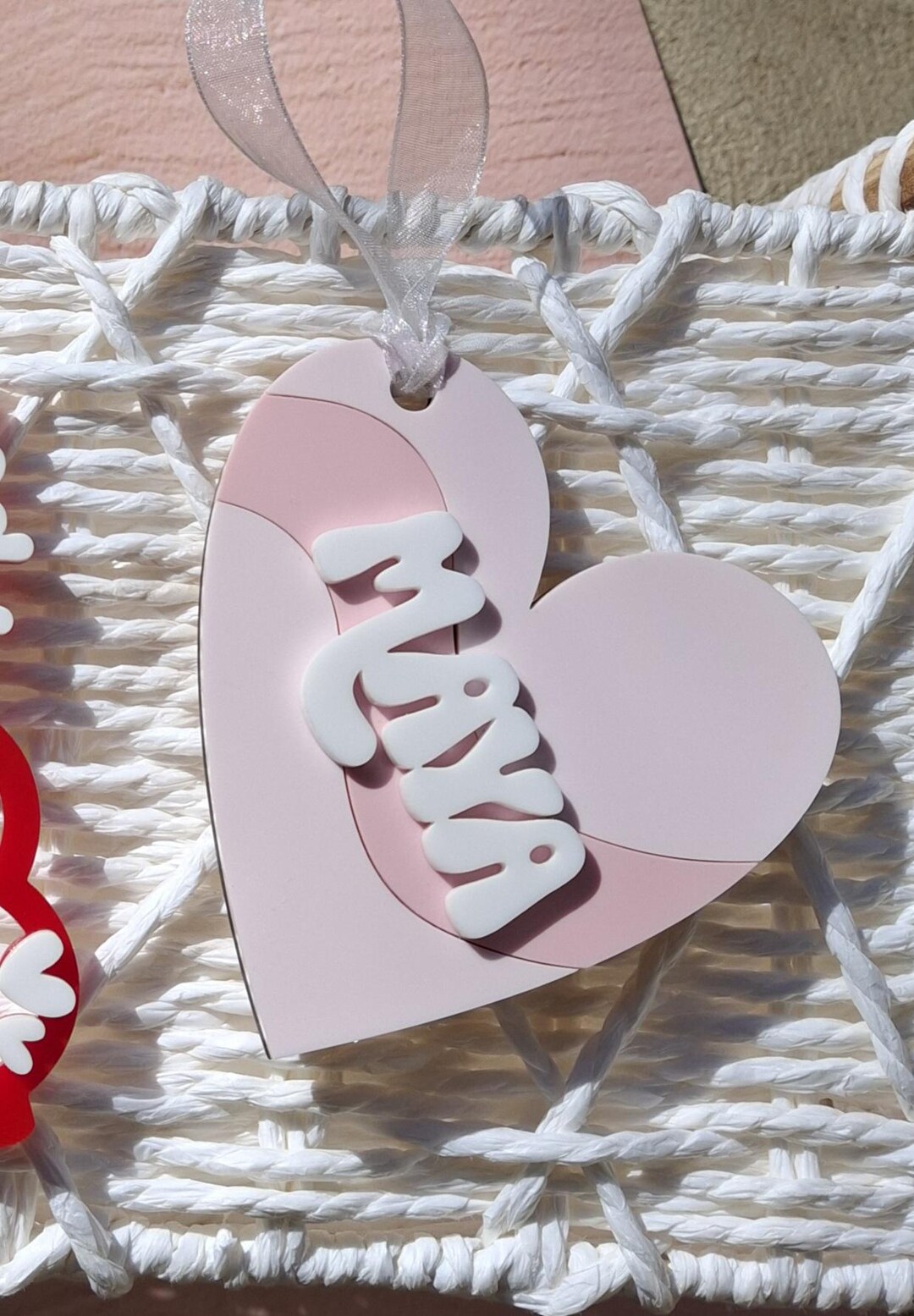 Heart Name Tag - Valentine's Day Tags - Acrylic Groovy Heart Tags ...