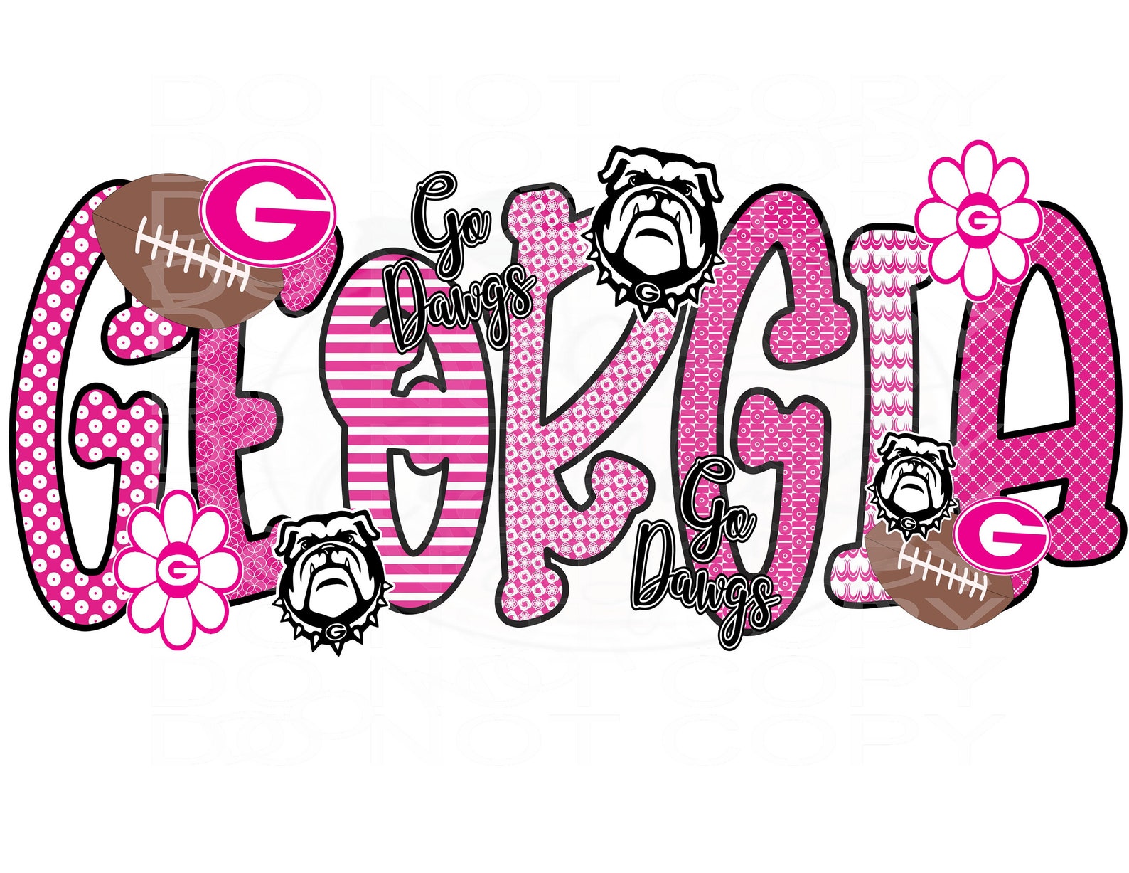 Georgia UGA Bulldogs Go Dawgs Pink Girly Pink Dawgs - Etsy