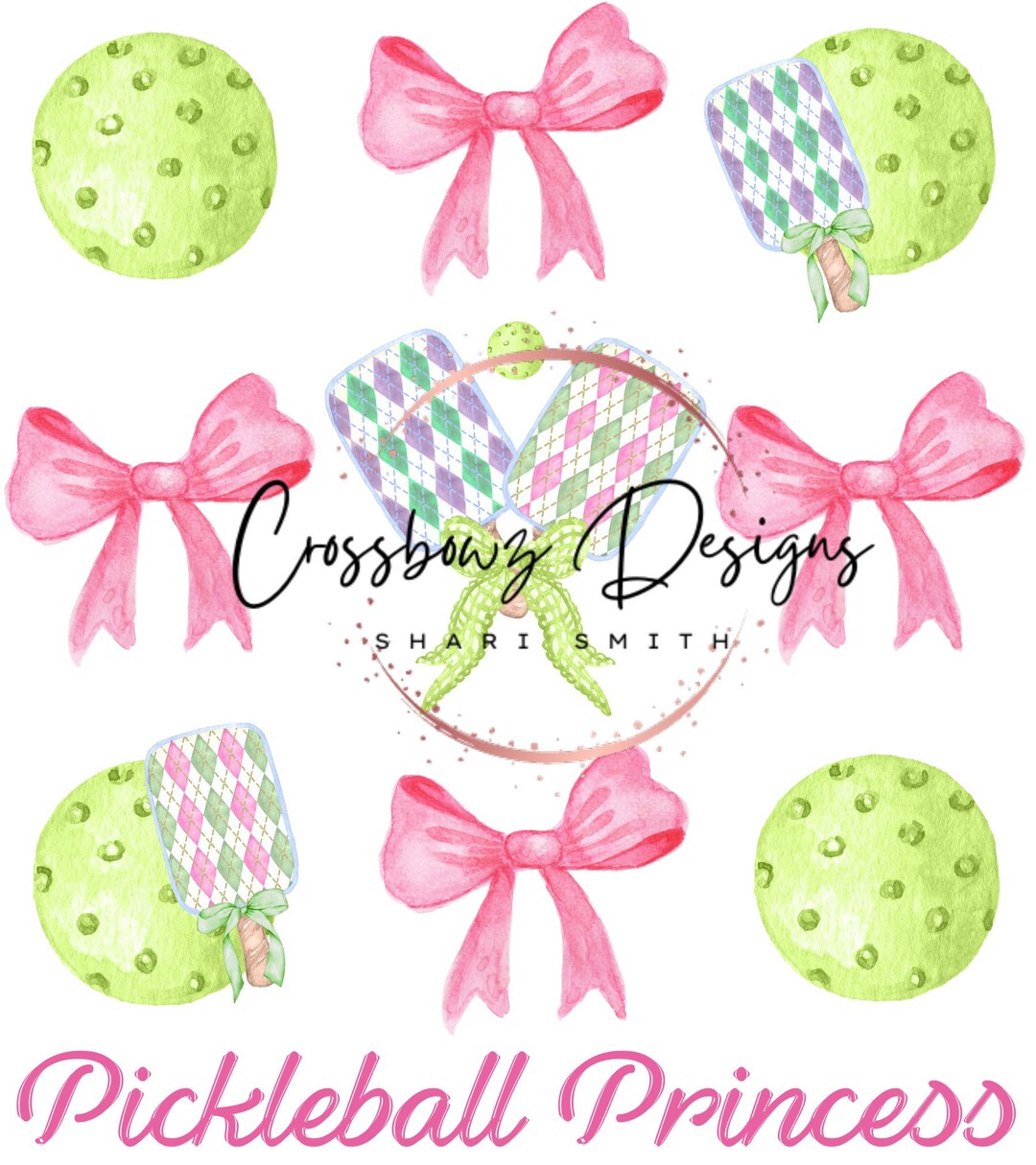 Pickleball, Princess, Paddle, Ball, Bows, Coquette, Pink, Ribbon, PNG ...