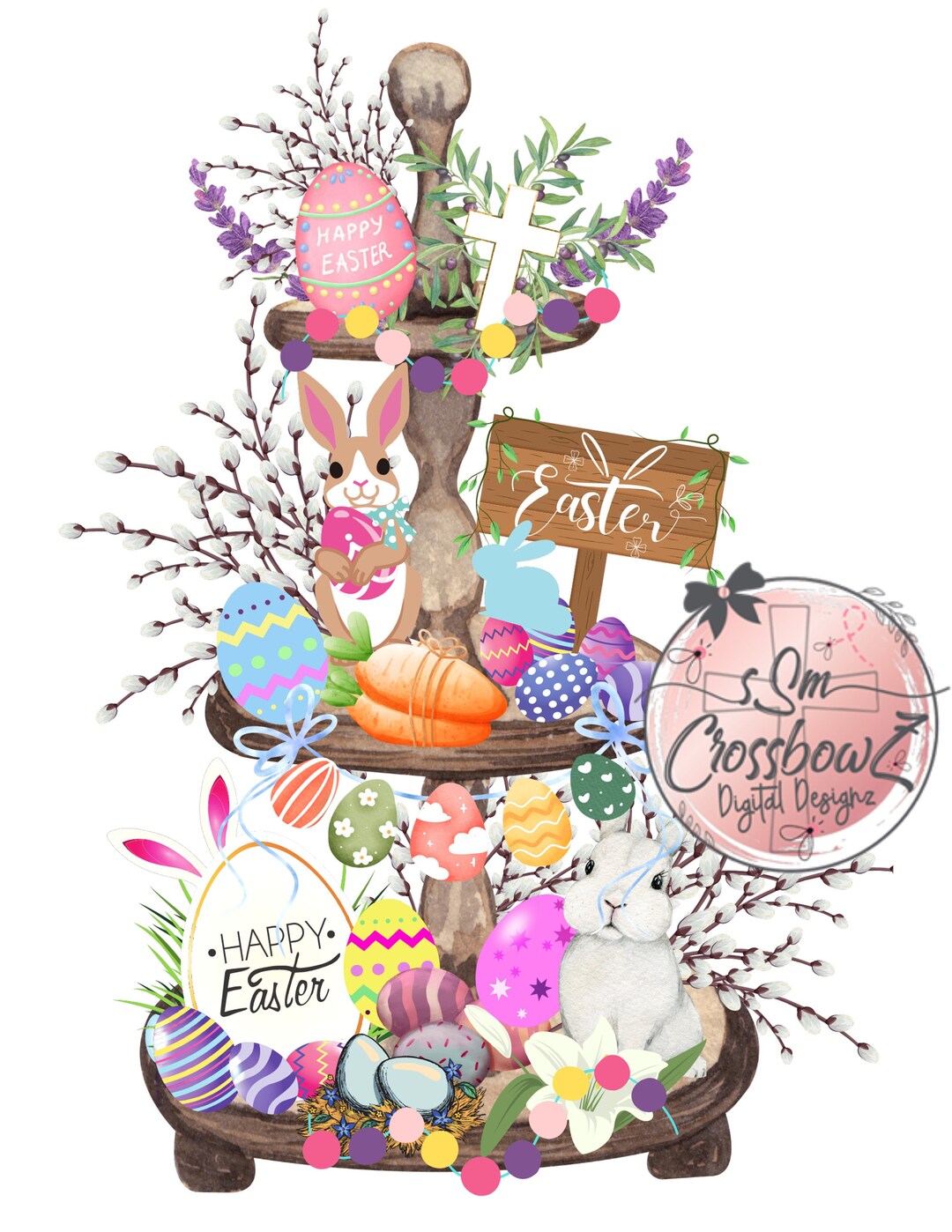 Easter, 3 Tier Tray, Tea Towel, Risen, Tomb is Empty, PNG, Digital File ...