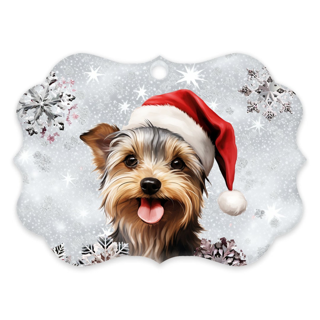 Yorkie Ornament, Yorkie Santa Acrylic Ornaments, Yorkie Mom Gift ...