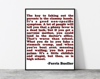 Ferris Buellers Day off Movie Poster Canvas Wall Art Family - Etsy