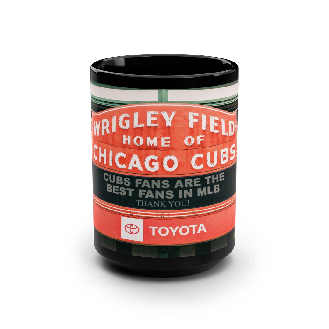 CHICAGO CUBS, Wrigley Field Ceramic Mug, Black Coffee Cup, Baseball ...
