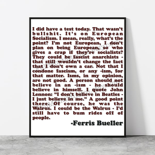 Ferris Bueller Quote - Etsy