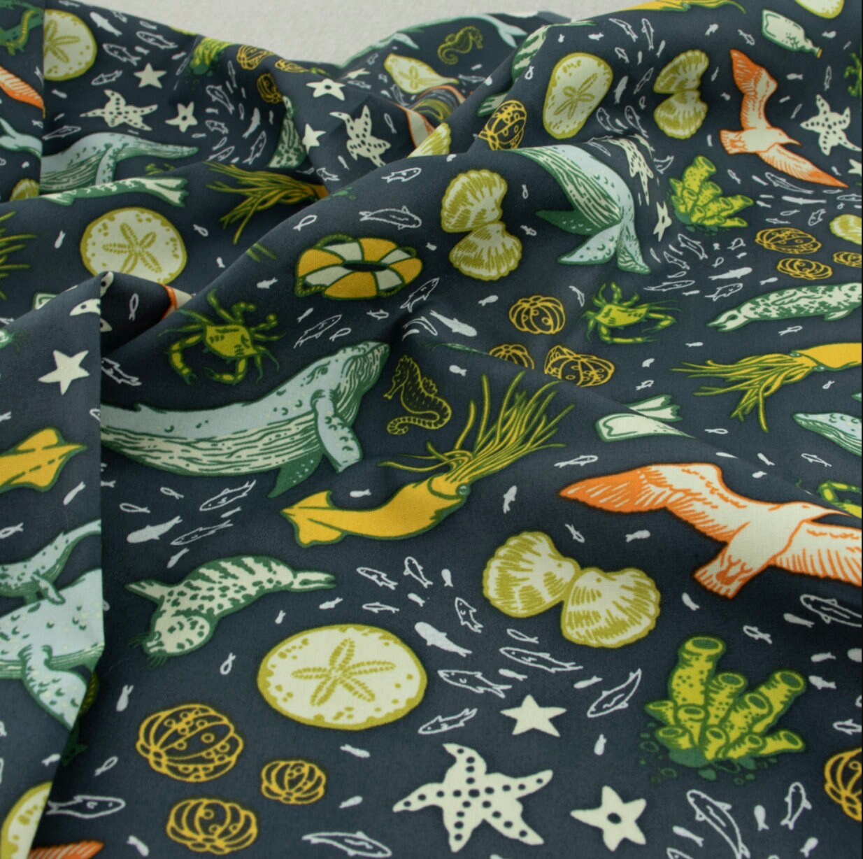 Organic Quilting Cotton Marine Deep Blue Poplin the Wild - Etsy