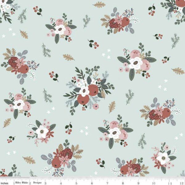 Light Blue Floral Fabric - Etsy