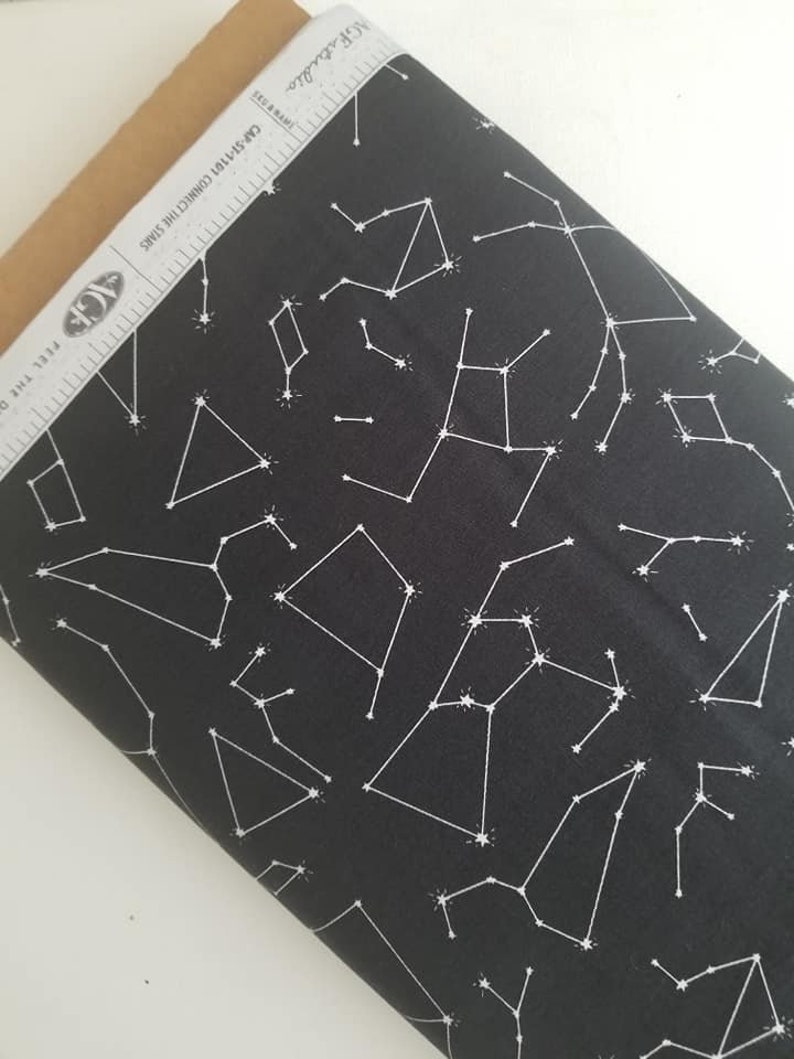 Constellation Fabric: Black Cotton Stargazer Print - Etsy