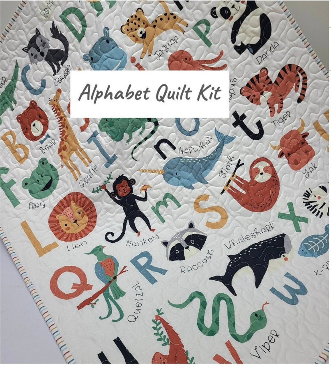 Alphabet Zoo Quilt Kit, Safari Animal, Toddler, Handmade, Panel, Baby ...