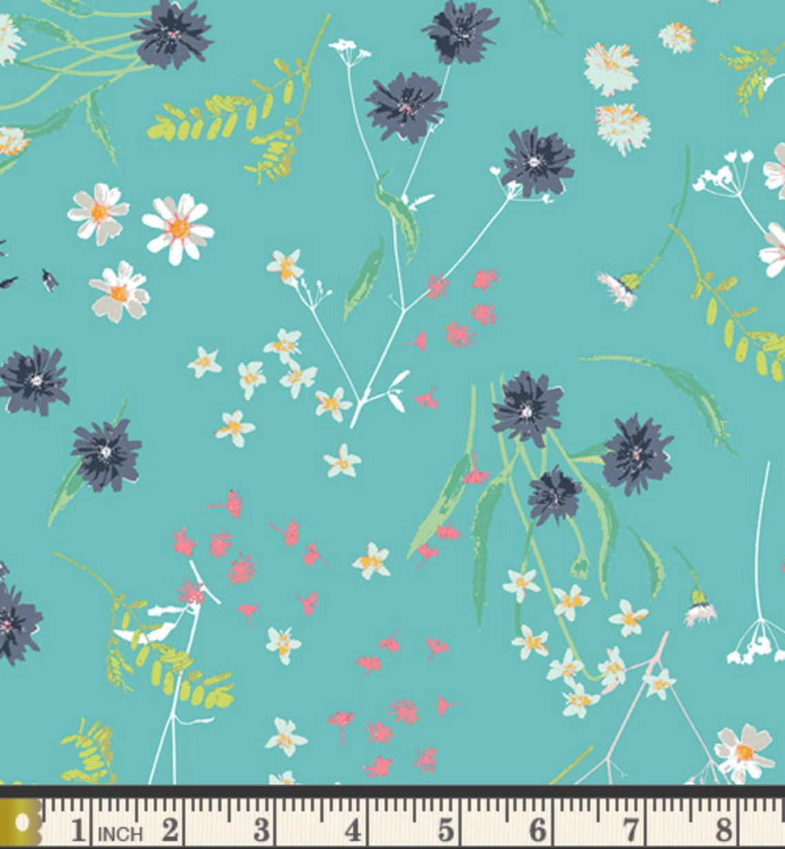 Floral Cotton, Art Gallery Fabrics, Teal, Lavish, Blossoms Swale Calm ...