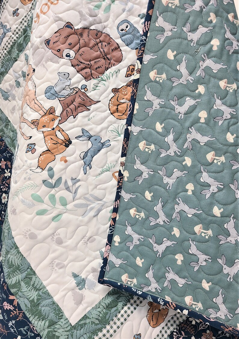 Easy Baby Quilt Kit Woodland Animals Boy Navy Blue Girl - Etsy