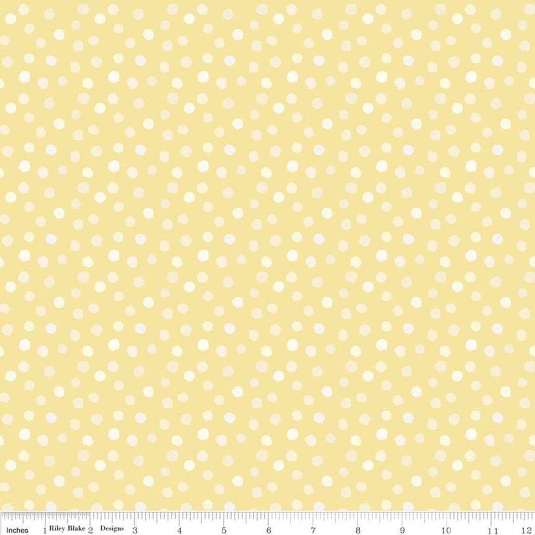 Yellow Polka Dot Fabric, the Littlest Family's Big Day, Dots C11494 ...