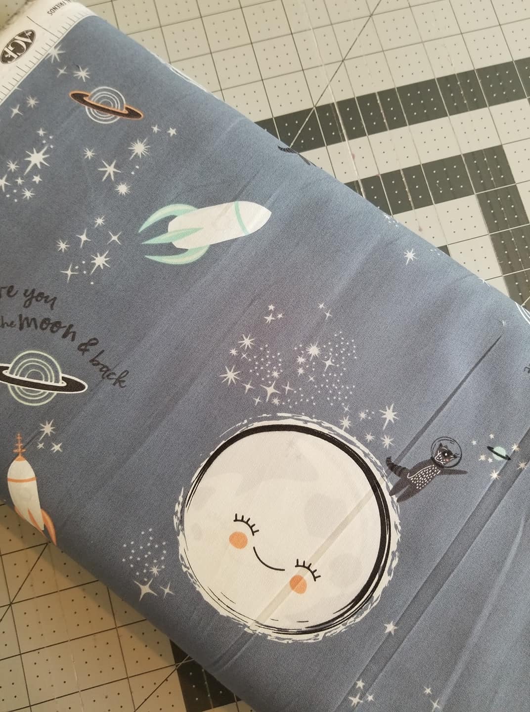 Outer Space Fabric Love You to the Moon Spatial Friends | Etsy