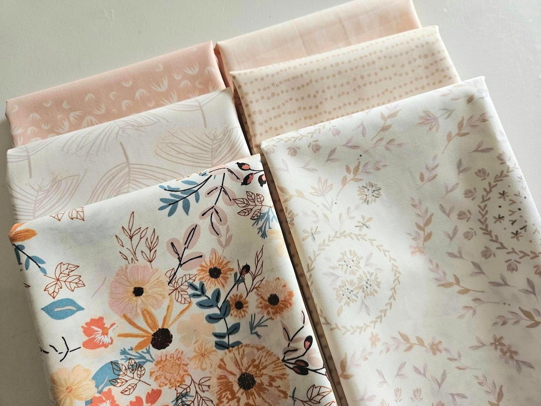 Blush Pink Floral Cotton Fabric Fat Quarter Bundle - Art Gallery ...
