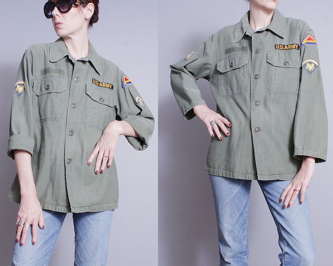 Vintage 1970's/1980's US Army Army Green Button Down Army Issue Shirt M ...