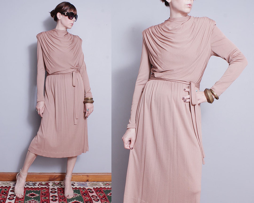 Vintage 1970's | Draped | Slinky | Disco | Midi | Dress | M - Etsy