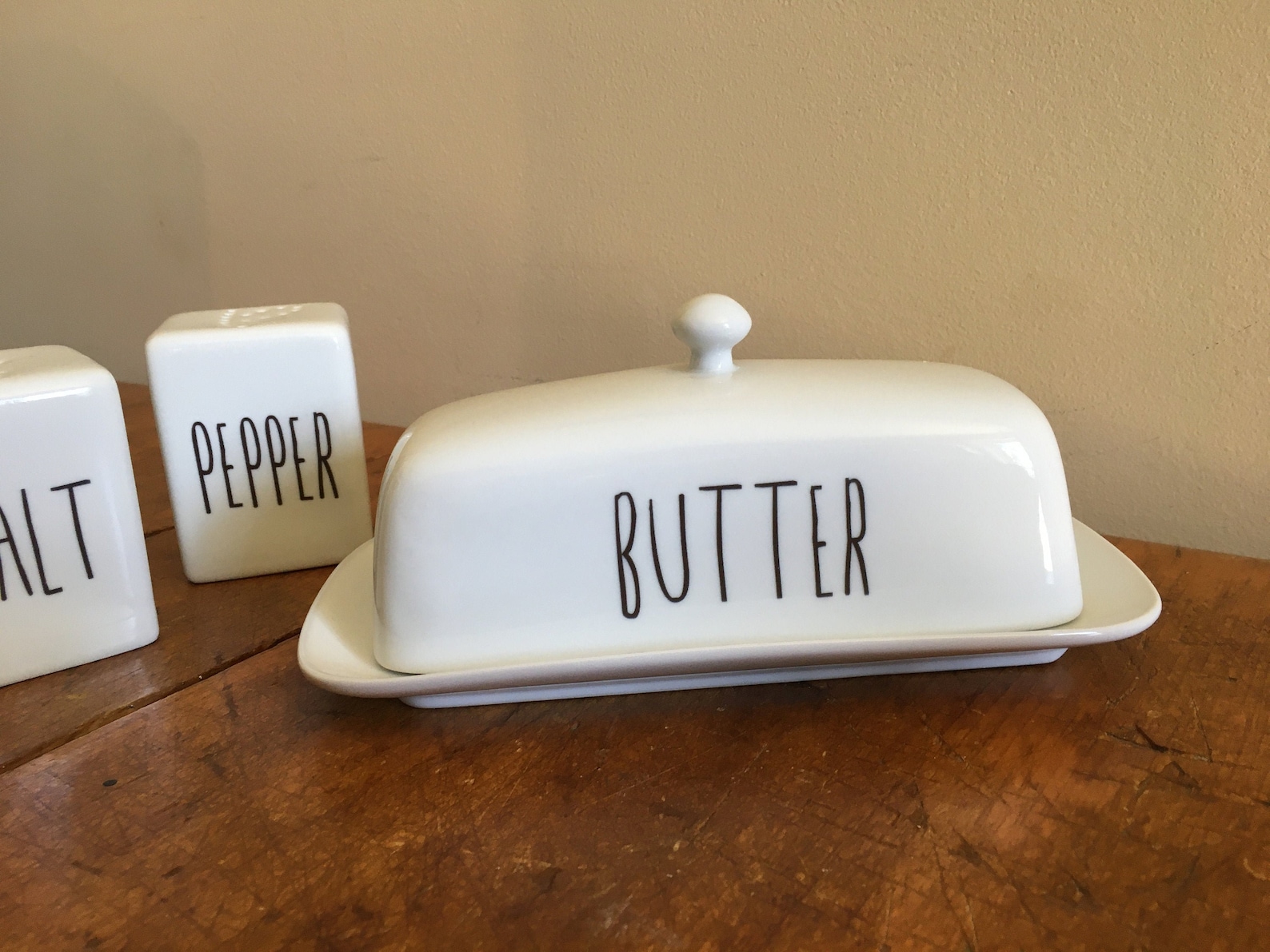 White Ceramic Butter Dish Farmhouse Style Butter Dish FREE - Etsy