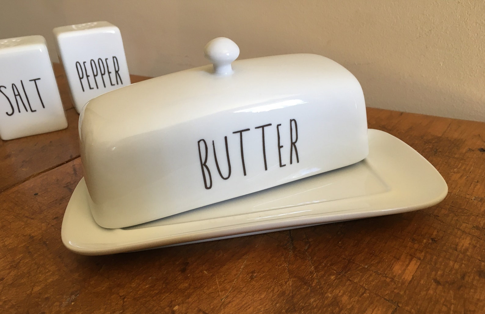 White Ceramic Butter Dish Farmhouse Style Butter Dish FREE - Etsy