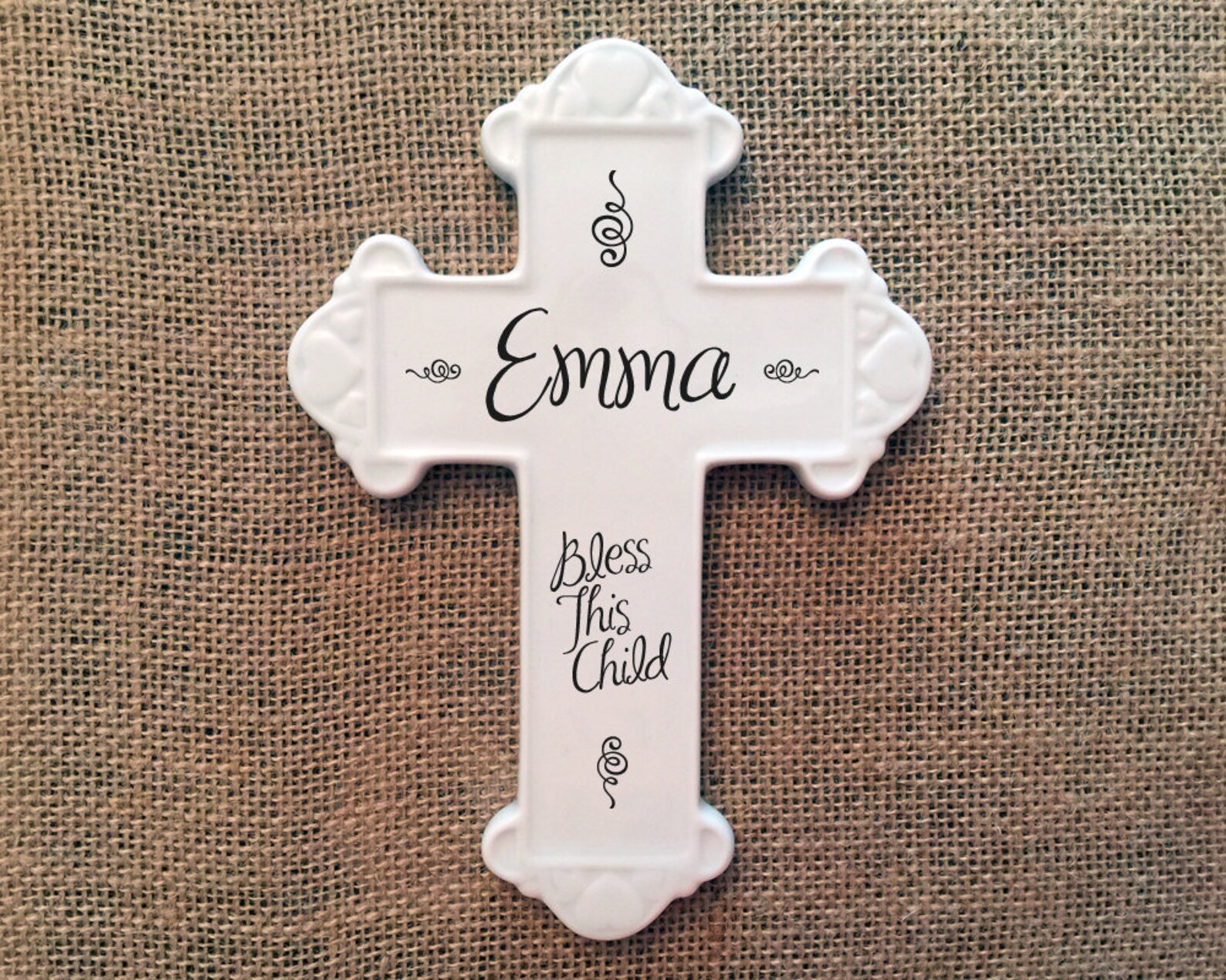 White Ceramic Baptismal Cross Personalized Baptismal Cross - Etsy