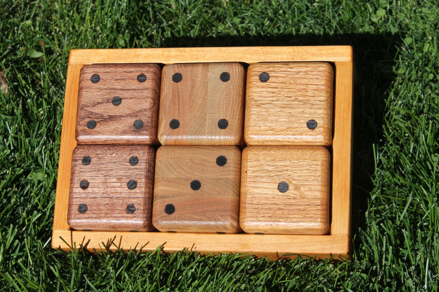 Hand Crafted Oak Lawn Dice With Carrying Tray | Etsy