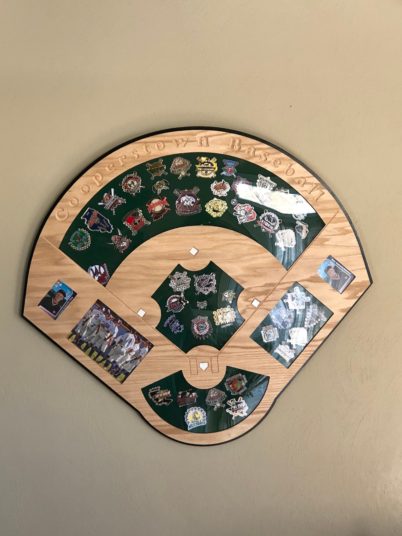 Custom Oak Finish Cooperstown Baseball Pin Display Case Free | Etsy