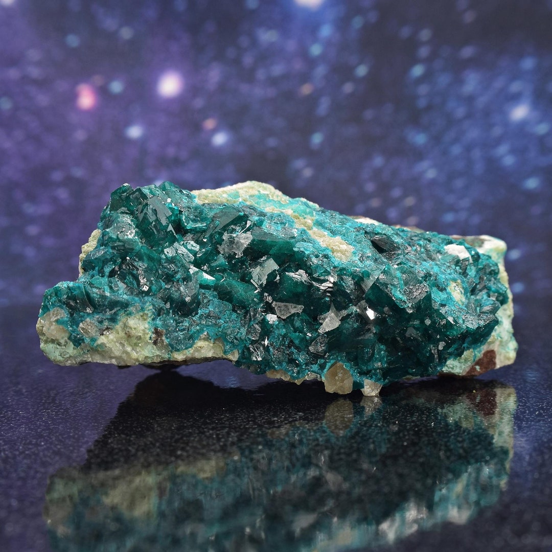 Vibrant Large Dioptase Cluster With Matrix From Congo | 3.65" | 240.82 ...