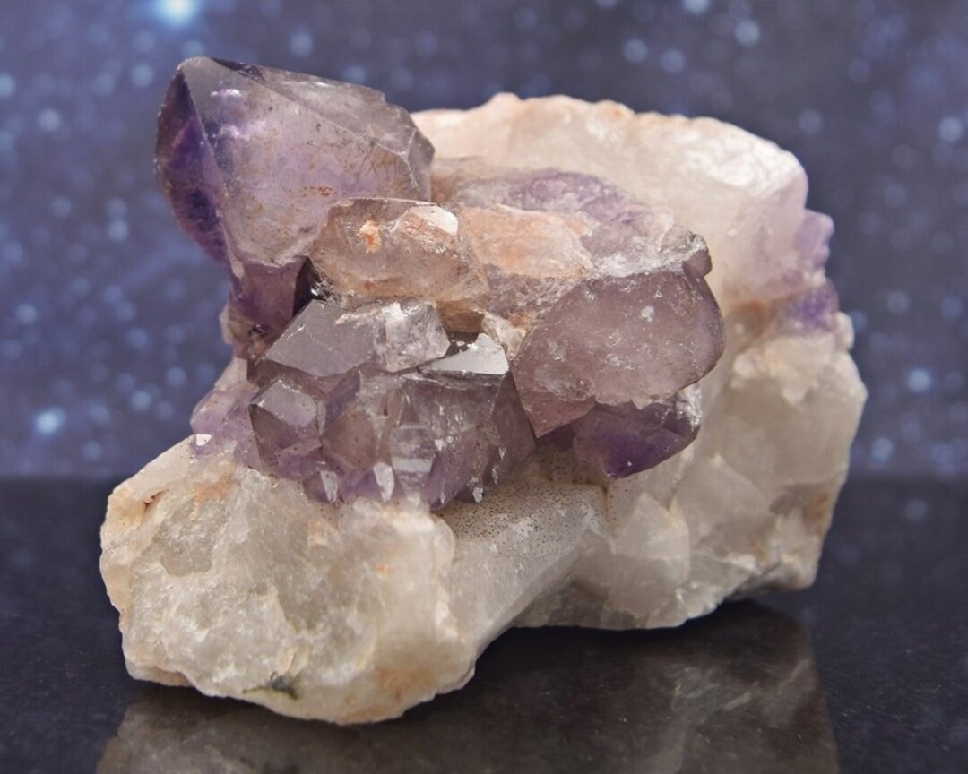 Large Fire Amethyst Crystals Cluster With Raw Quartz Matrix - Etsy