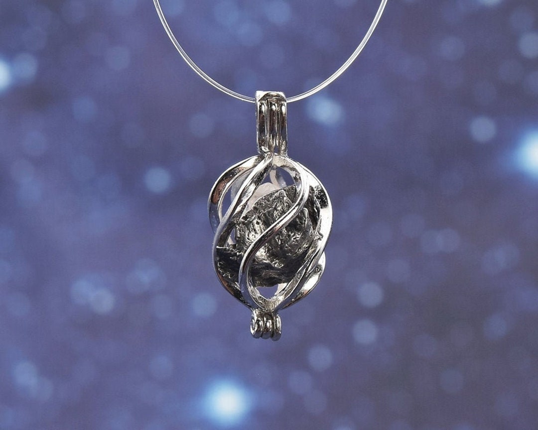 Sikhote-alin Meteorite and Burmese Phenakite phenacite Pendant Sterling ...