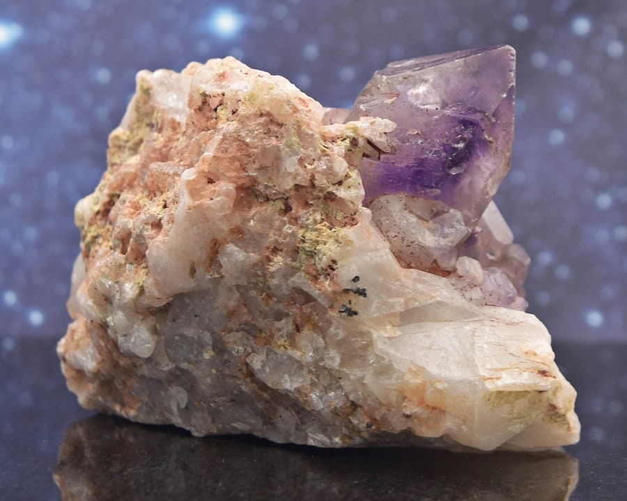 Large Fire Amethyst Crystals Cluster With Raw Quartz Matrix - Etsy