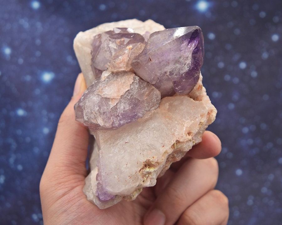 Large Fire Amethyst Crystals Cluster With Raw Quartz Matrix - Etsy